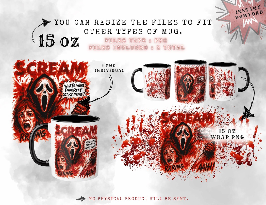 Scream PNG 15oz Halloween – Horror Scream Design – Sublimation Digital ...