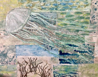 Jellyfish 1 Original Painting Collage - Etsy