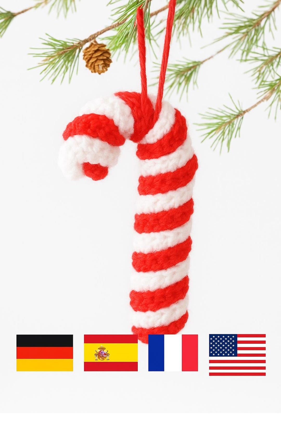 Candy Cane Crochet Pattern , Holiday Decoration Multilingual - Etsy