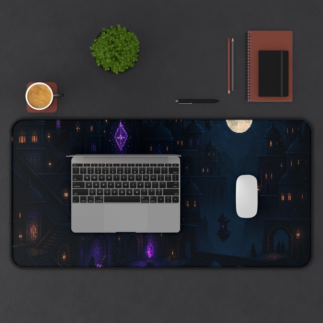 Summoning Spires - Pixel Art Desk Mat, Mystical City Design for Gaming ...