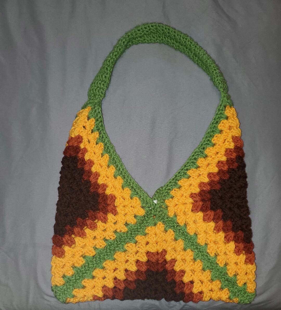 Crochet Granny Hobo Bag, Thick Handle - Etsy