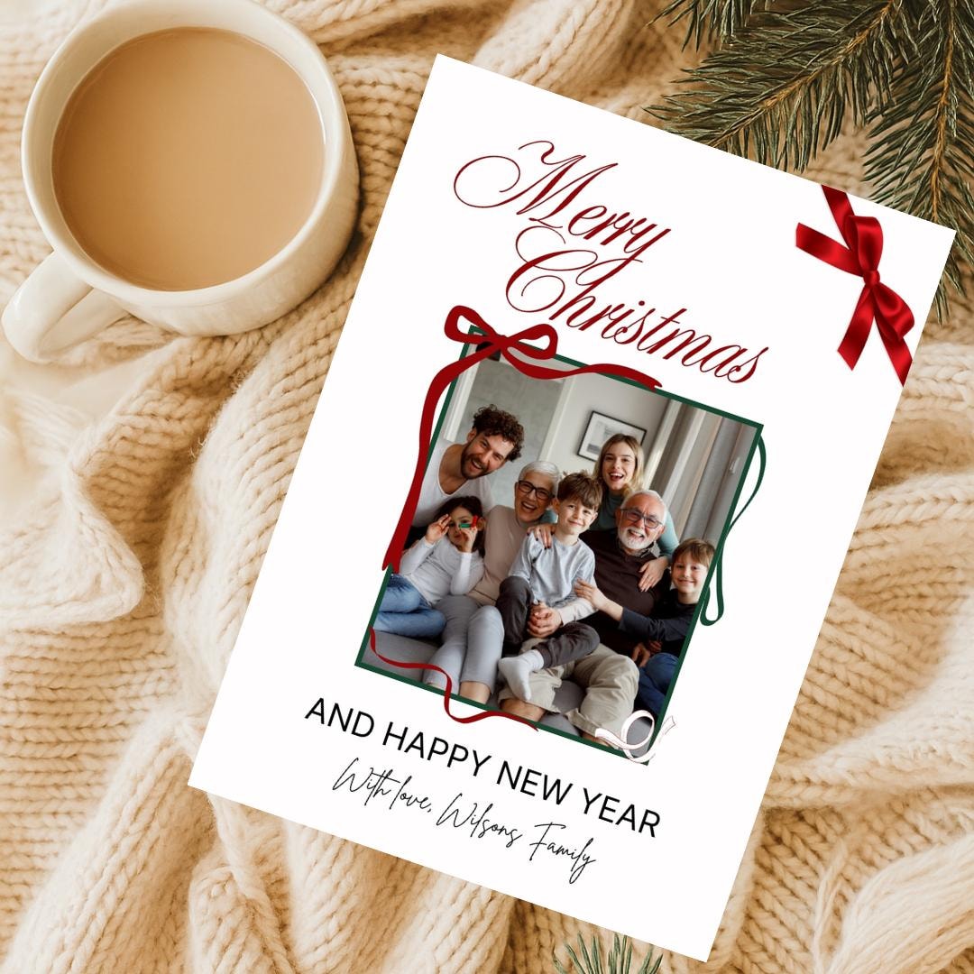 Modern Holiday Photo Card Template | Canva Editable, Printable - Etsy
