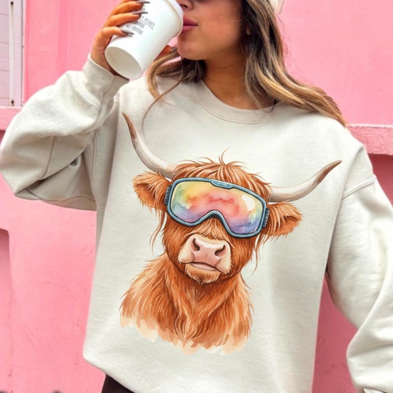 Highland Cow Apres Ski PNG Sublimation Png Digital Dowload - Etsy Canada