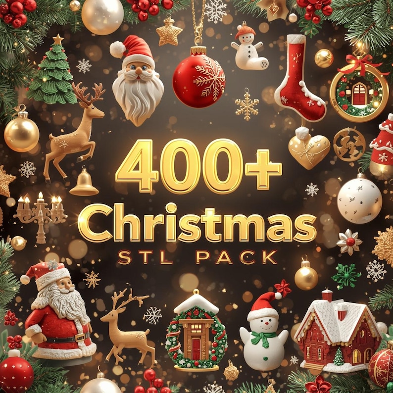 Christmas STL Bundle 400+ | Holiday 3D Models Pack | Santa, Reindeer ...