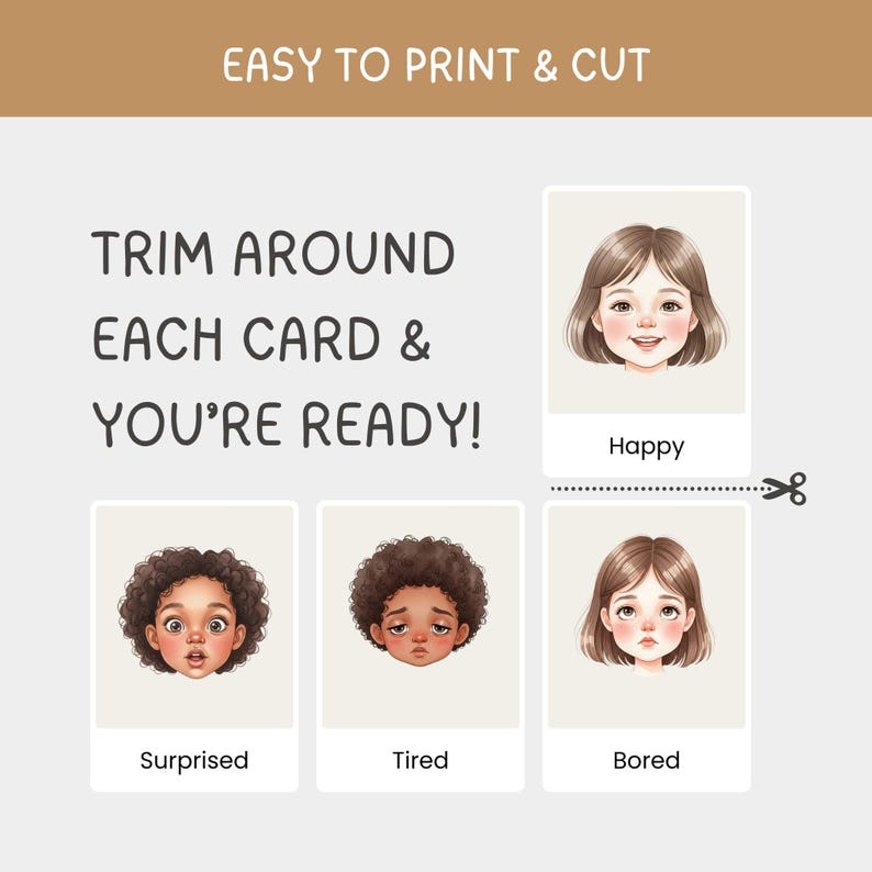 Printable Emotions Flashcards for Kids | 12 Feelings Cards | Montessori ...
