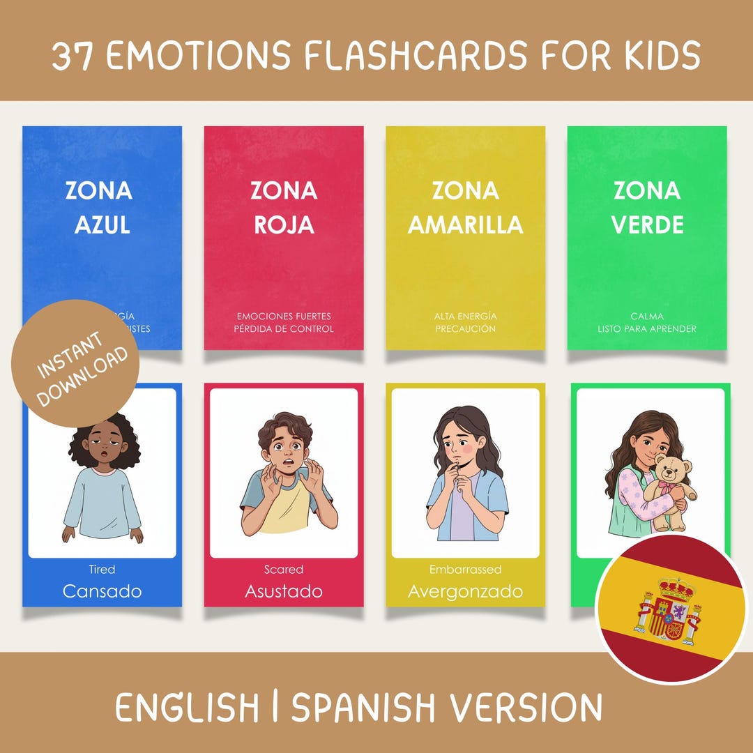 Bilingual Emotion Flashcards: English & Spanish Feelings (digital ...