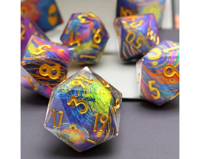 Starry Night Dice Set: Van Gogh Galaxy RPG Polyhedral Dice - Etsy
