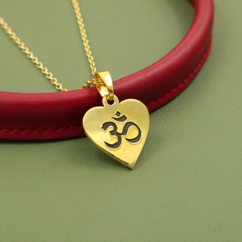 Spiritual Heart Om Pendant Necklace - Minimalist Sacred Om Jewellery in ...