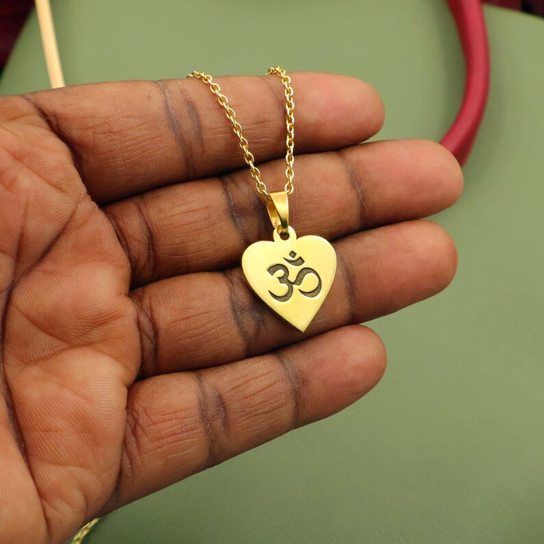 Spiritual Heart Om Pendant Necklace - Minimalist Sacred Om Jewellery in ...