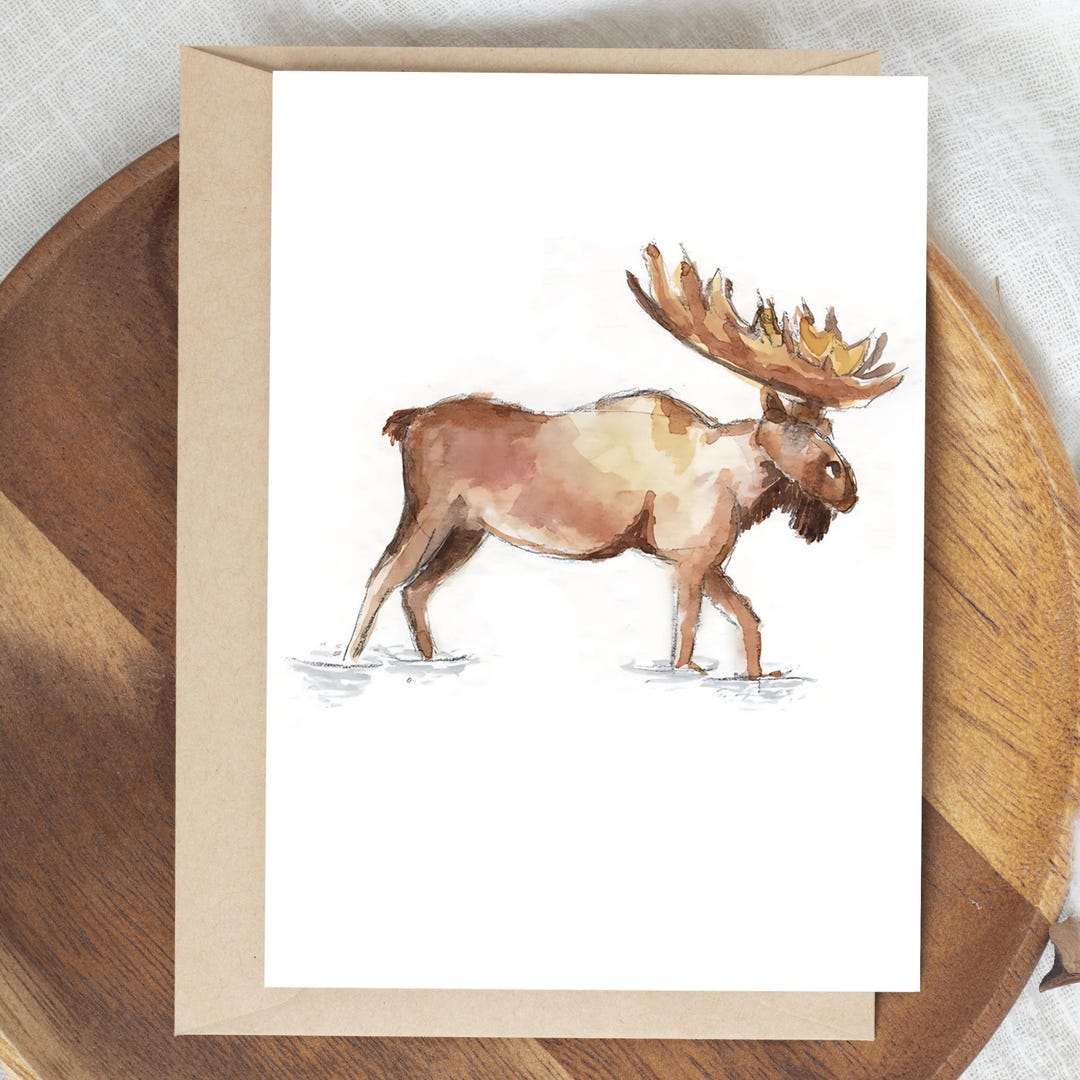 Rustic Moose Greeting Card Masculine Birthday Bachelor Party Cabin ...