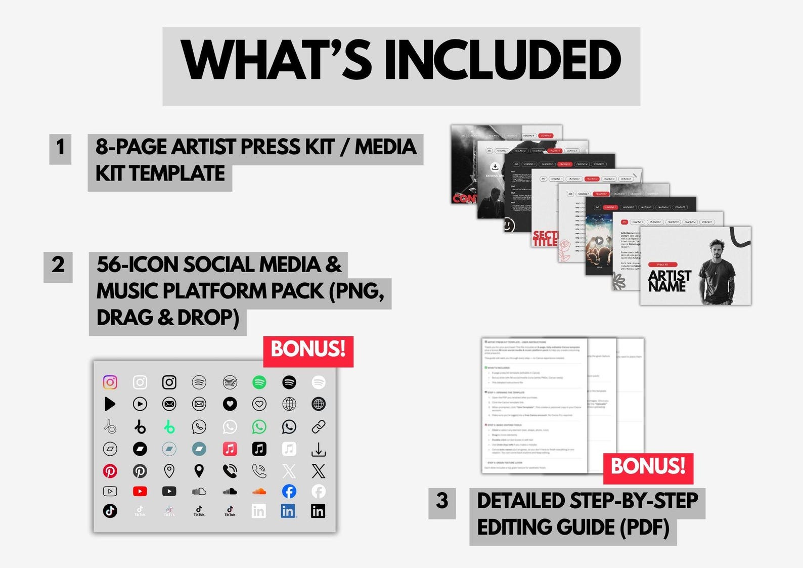 Editable Artist Press Kit Template | Canva EPK (PDF) - Etsy