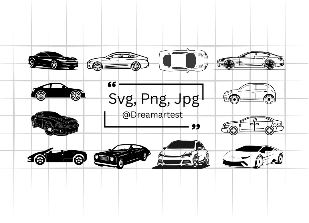 Car SVG Bundle, Sports Car Silhouette SVG, Classic Car Clipart, Vintage ...