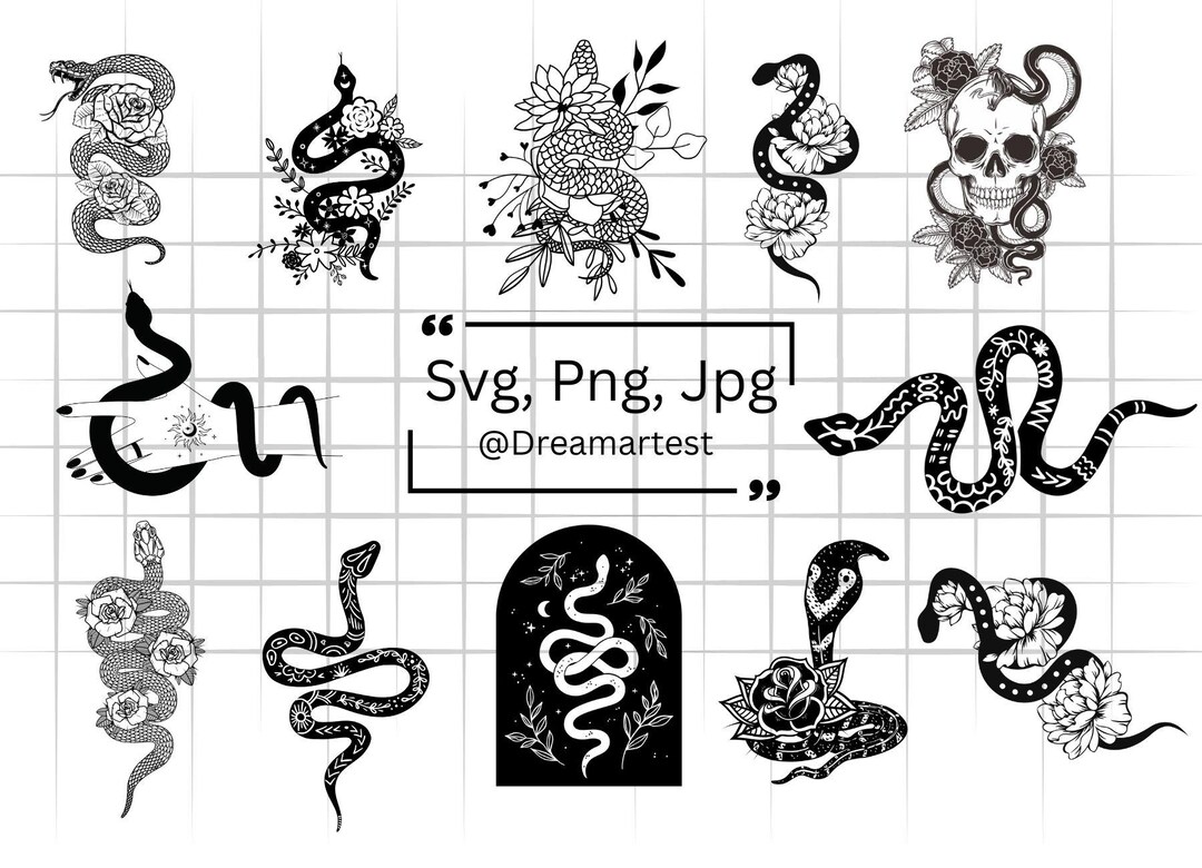 Floral Snake SVG Bundle: Mystical Serpent Clipart for Cricut - Etsy