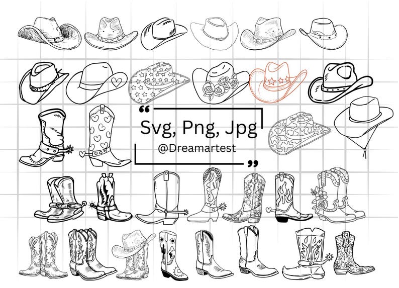 Cowboy Hat & Boot SVG Bundle, Cowboy Hat PNG, Cowboy Hat Clipart ...