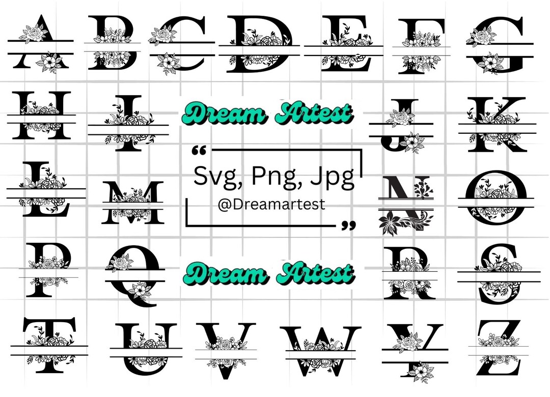 Split Alphabet Monogram, Split Monogram Svg, Split Letter Svg, Alphabet ...