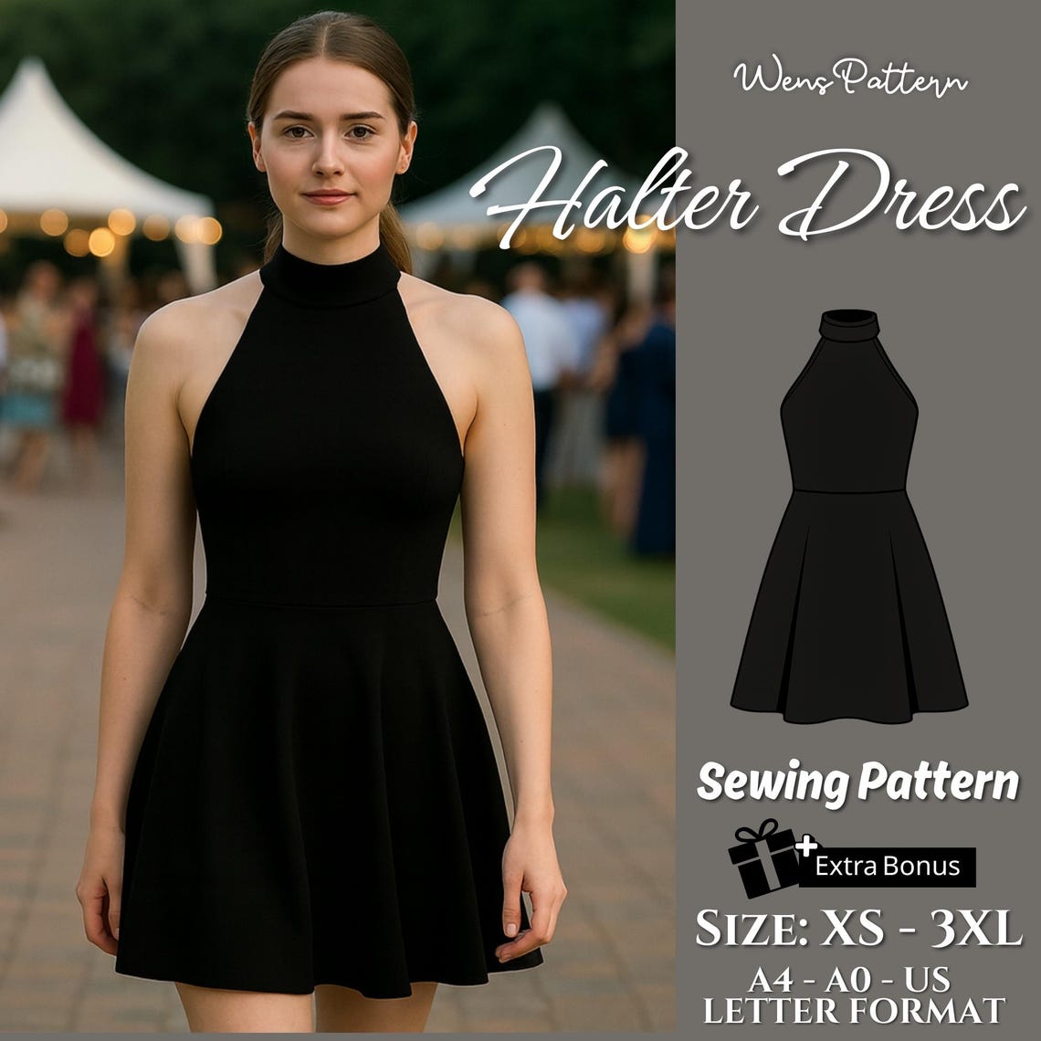 Halter Dress Sewing Pattern | PDF Template | Beginner Friendly | A4, US ...