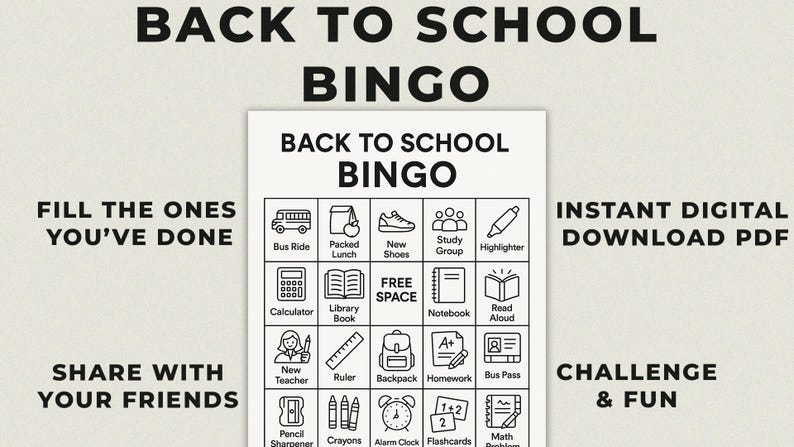 Back to School Bingo Printable – Fun Classroom Game for Kids & Teachers ...