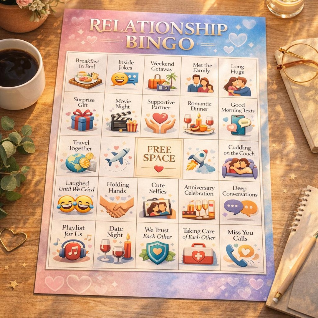 Relationship Bingo Printable | Couples Game Night | Date Night Bingo ...