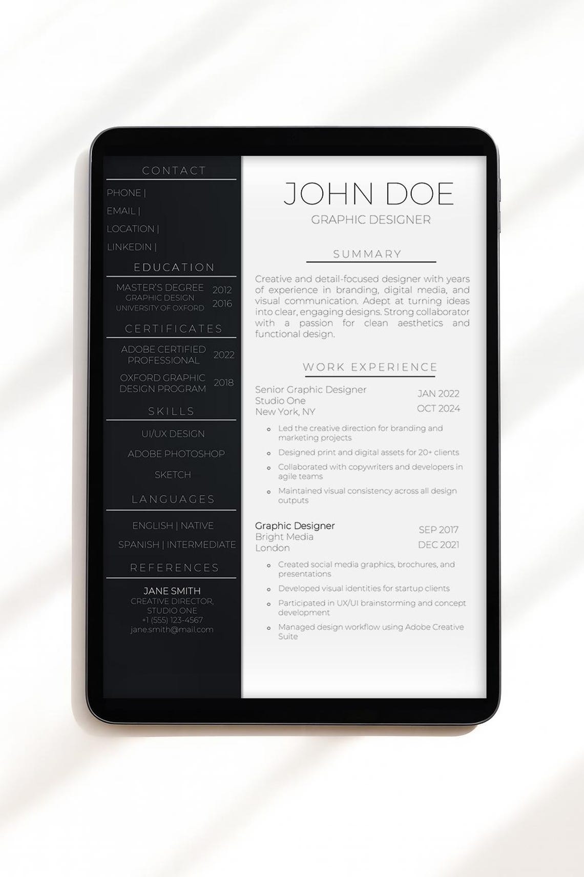Editable Resume Template for Word – Modern & Minimalist CV ...