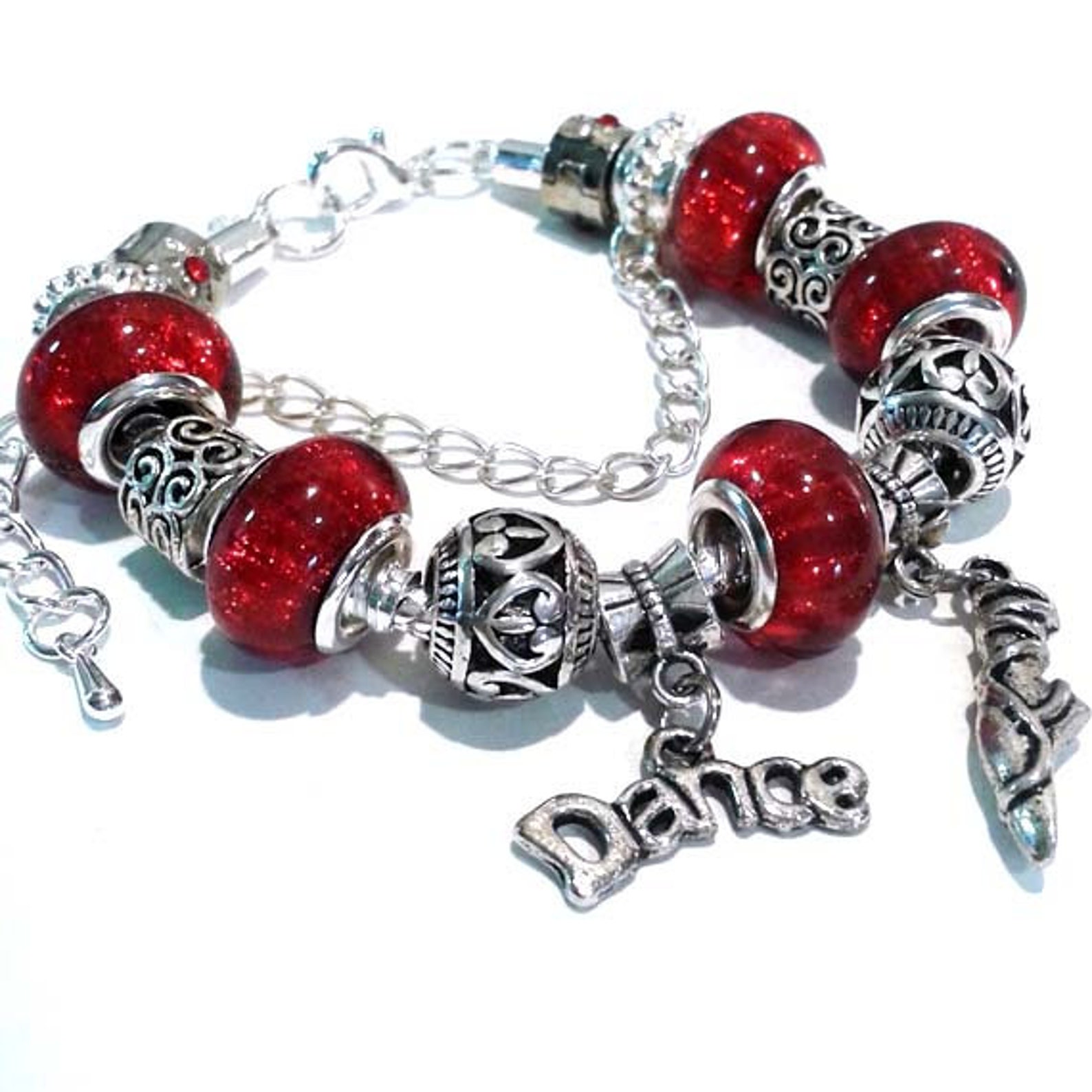 Red Charm Bracelet European Style I Love to Dance Ballet Girls | Etsy