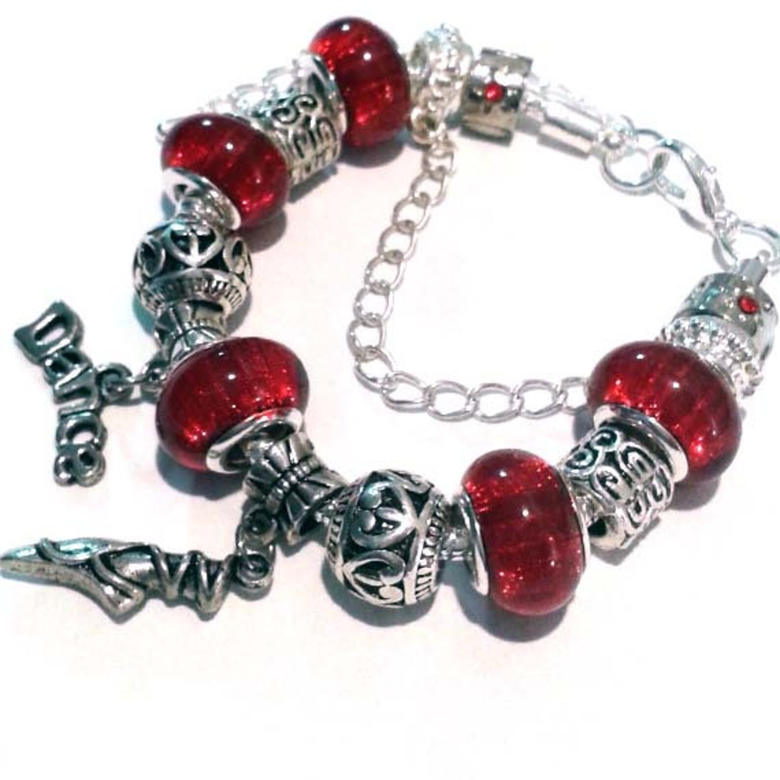 Red Charm Bracelet European Style I Love to Dance Ballet Girls | Etsy
