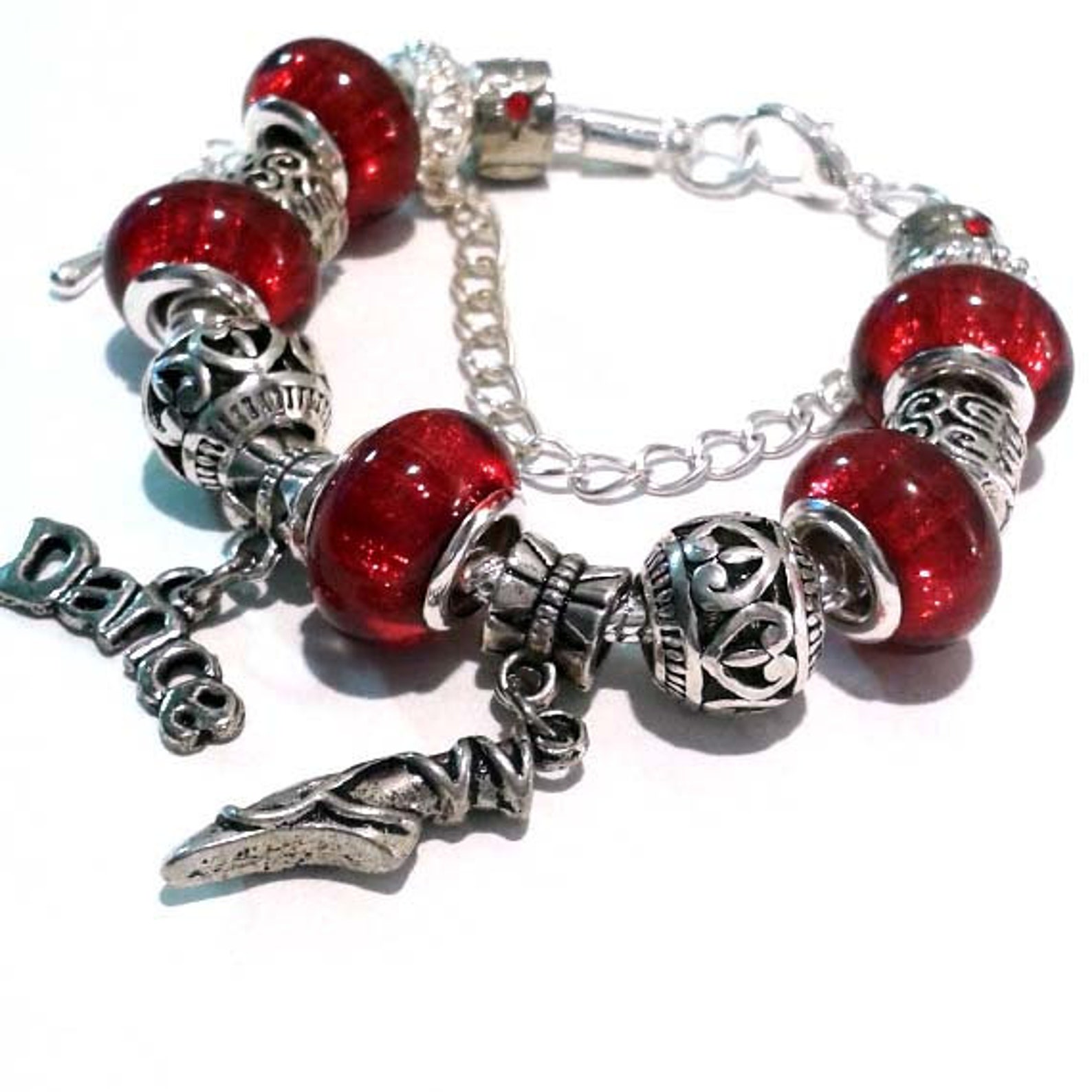 Red Charm Bracelet European Style I Love to Dance Ballet Girls | Etsy