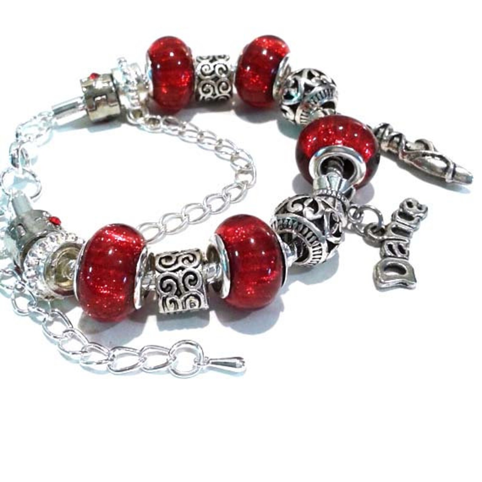 Red Charm Bracelet European Style I Love to Dance Ballet Girls | Etsy