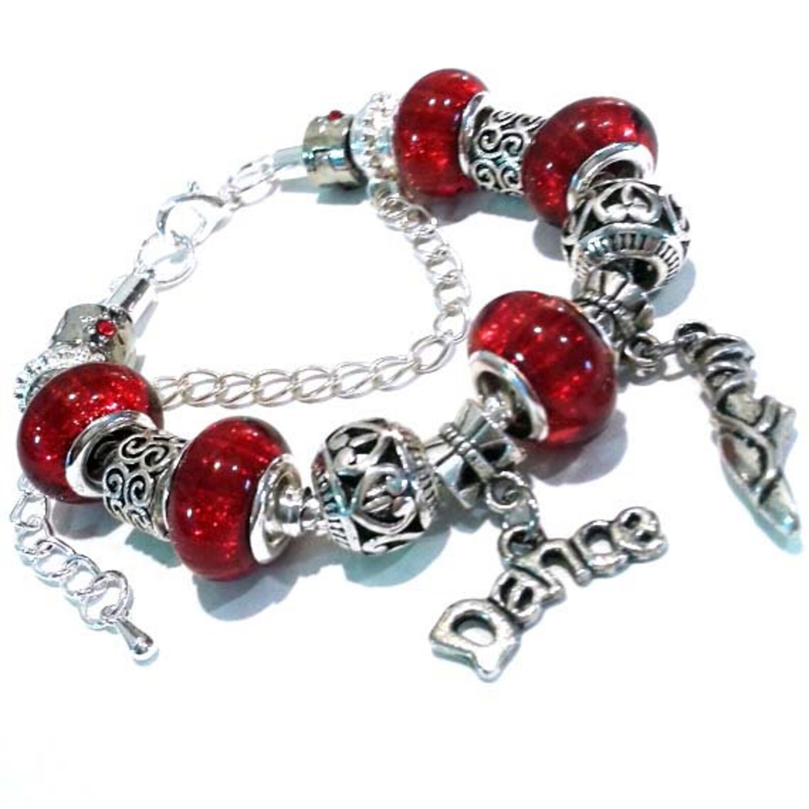 Red Charm Bracelet European Style I Love to Dance Ballet Girls | Etsy