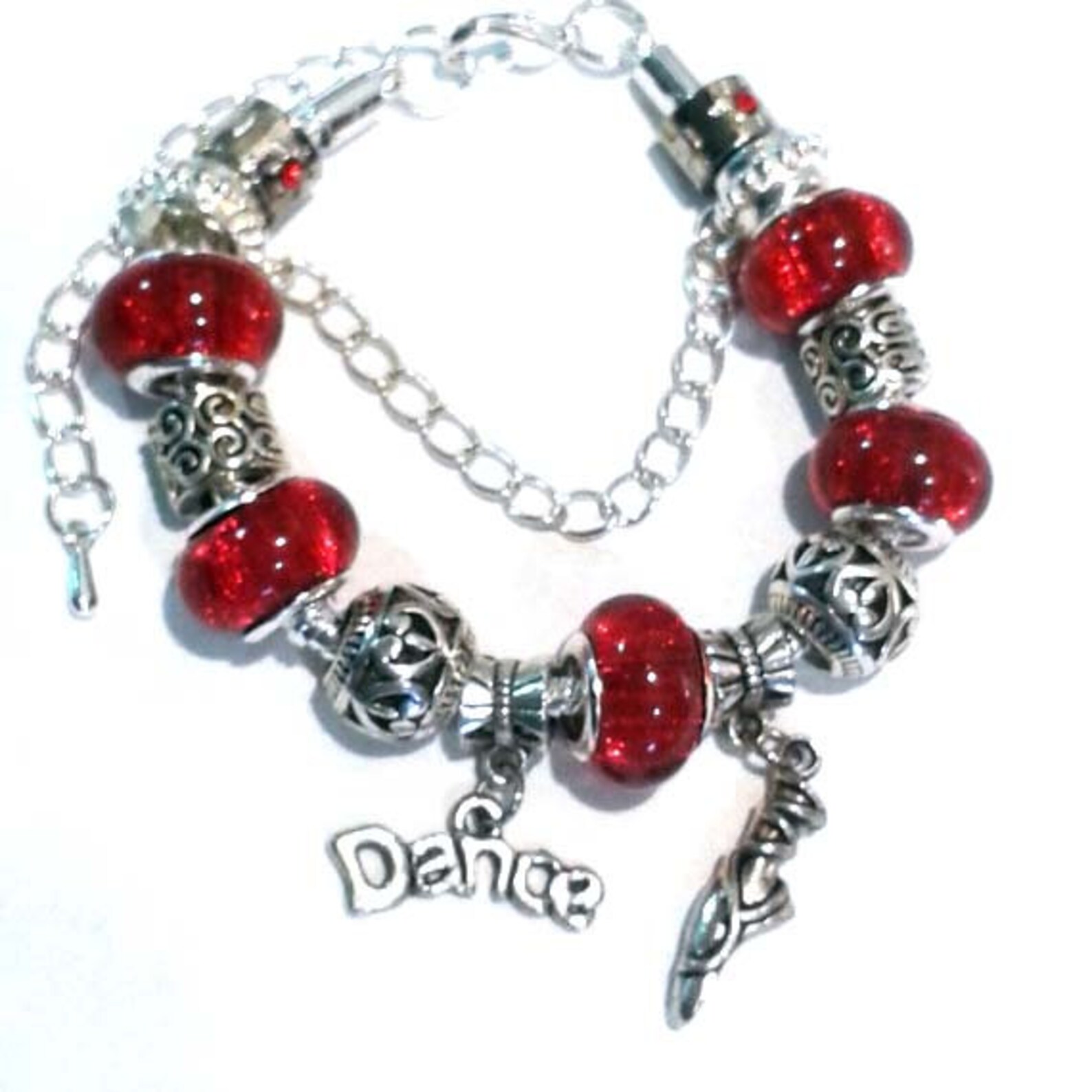 Red Charm Bracelet European Style I Love to Dance Ballet Girls | Etsy