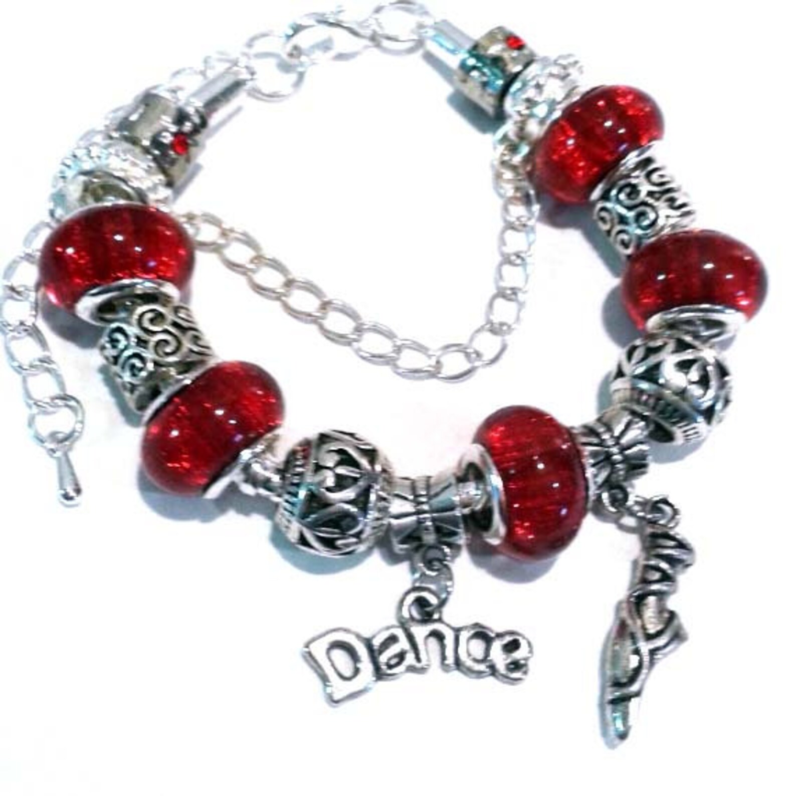 Red Charm Bracelet European Style I Love to Dance Ballet Girls | Etsy