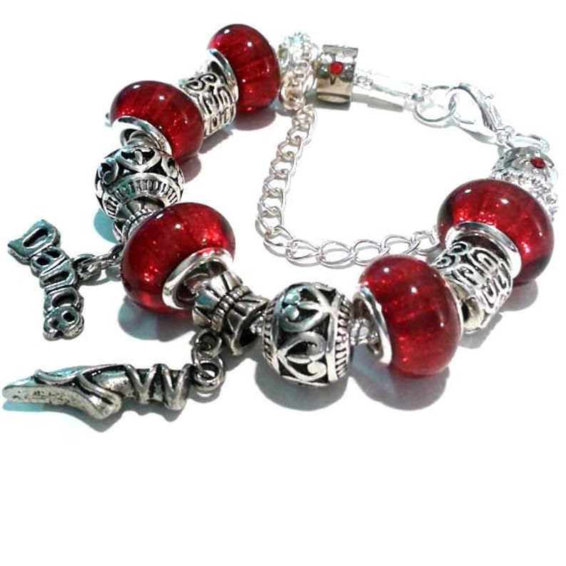 Red Charm Bracelet European Style I Love to Dance Ballet Girls | Etsy