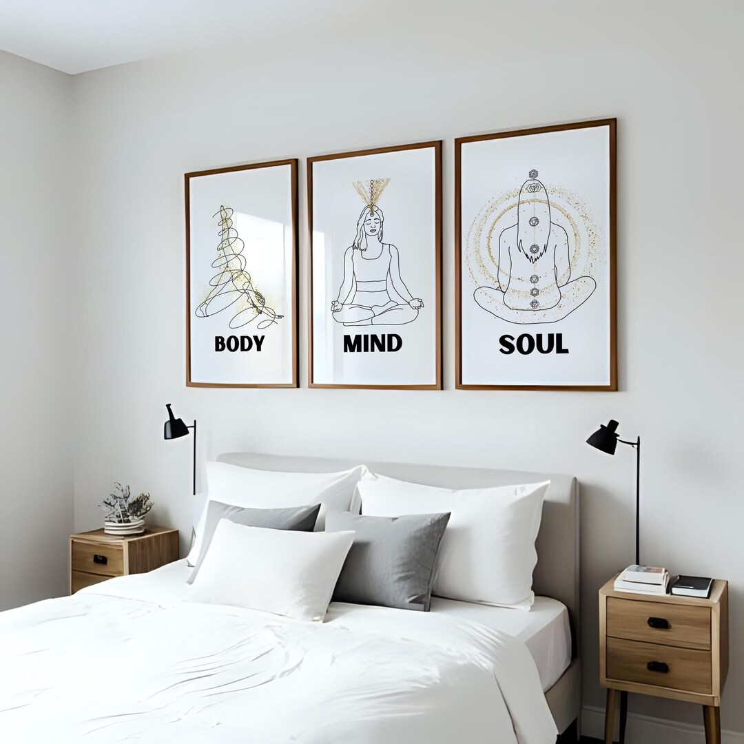 Body Mind Soul Wall Art | Set of 3 Posters | Minimalist Spiritual ...