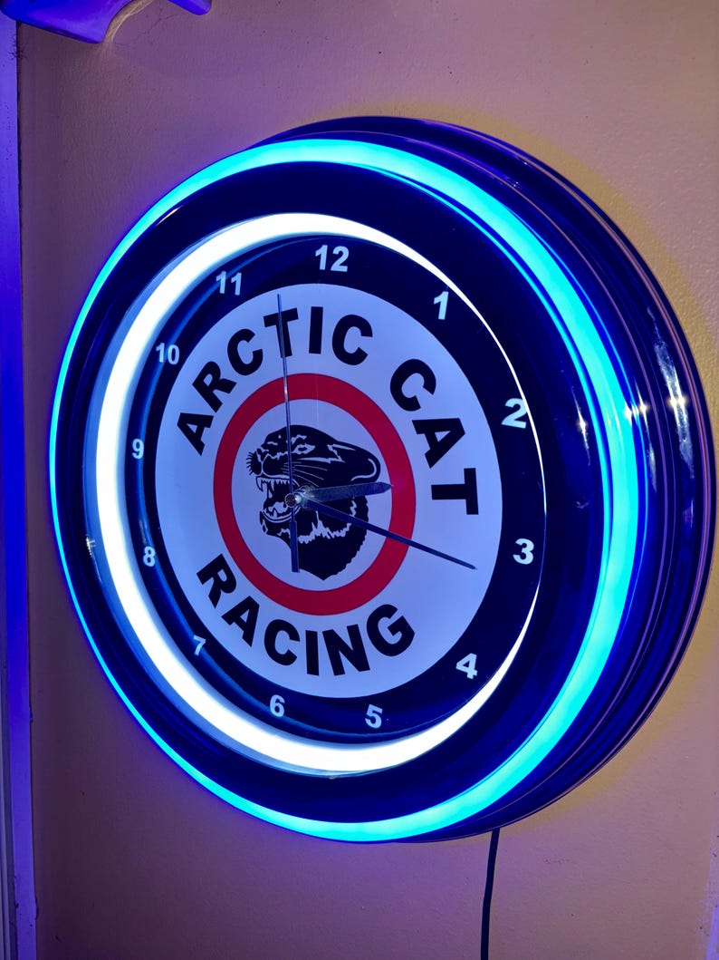 Arctic Cat Snowmobile Garage Bar Man Cave Blue Neon Style LED Retro ...