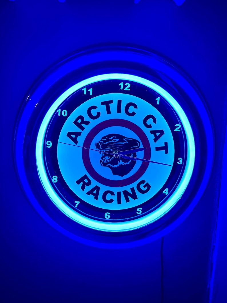 Arctic Cat Snowmobile Garage Bar Man Cave Blue Neon Style LED Retro ...