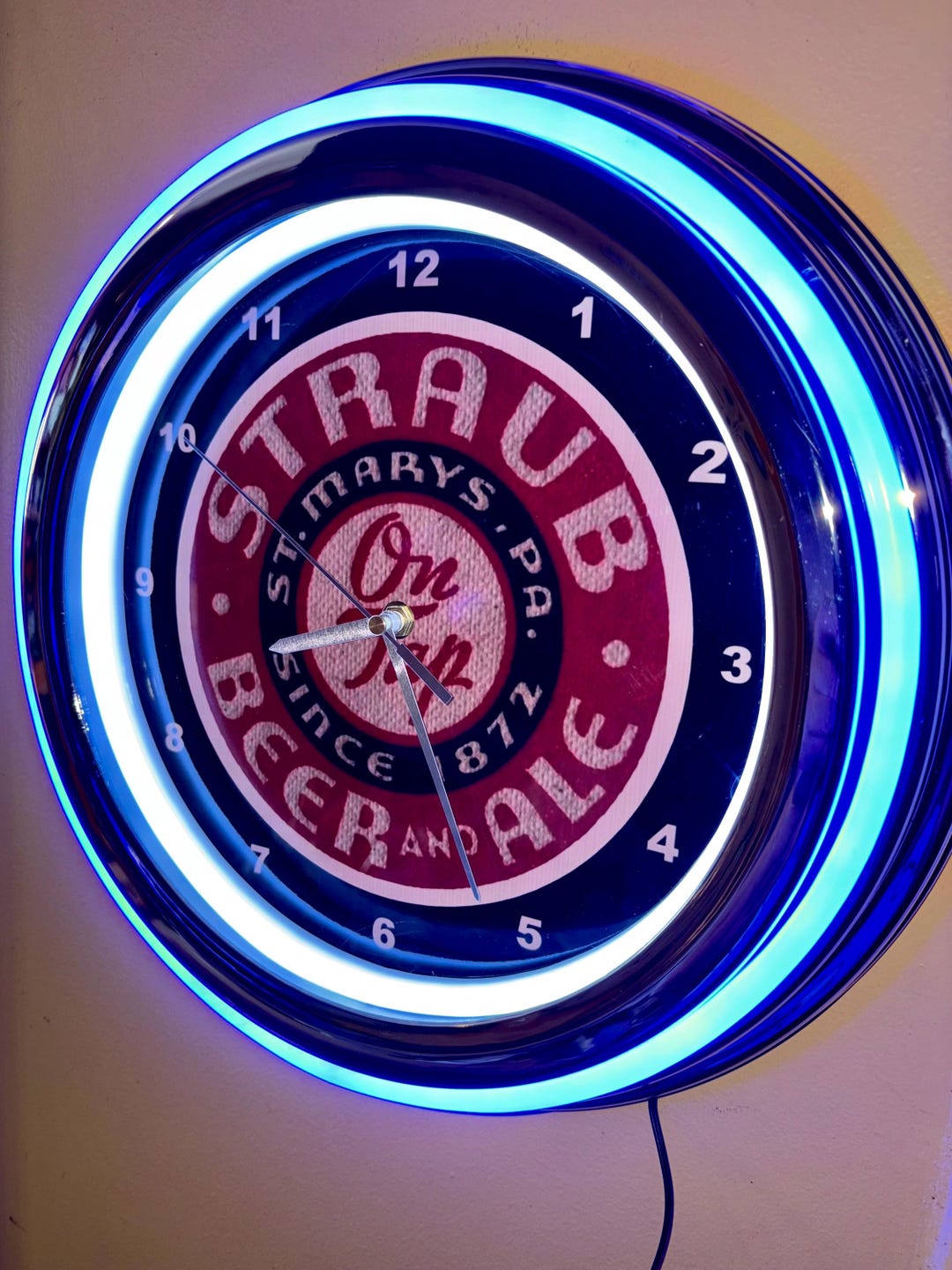 Straub St. Mary’s Pennsylvania Beer Bar Man Cave Blue Neon Style LED ...
