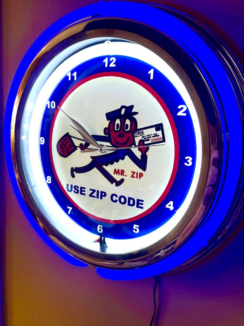 USPS Mr. Zip Post Office Postal Carrier Bar Man Cave Blue Neon Style ...