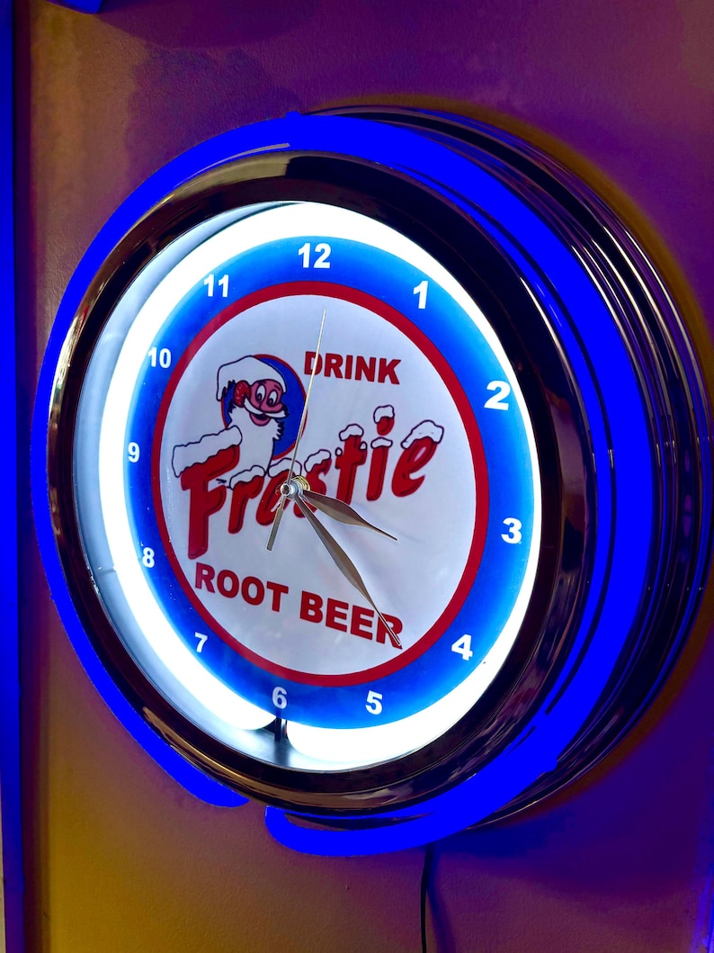 Frostie Root Beer Retro Soda Fountain Diner Kitchen Bar Man Cave Blue ...