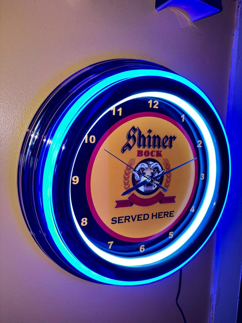 Shiner Bock Texas Beer Bar Man Cave Blue Neon Style LED Retro Wall ...