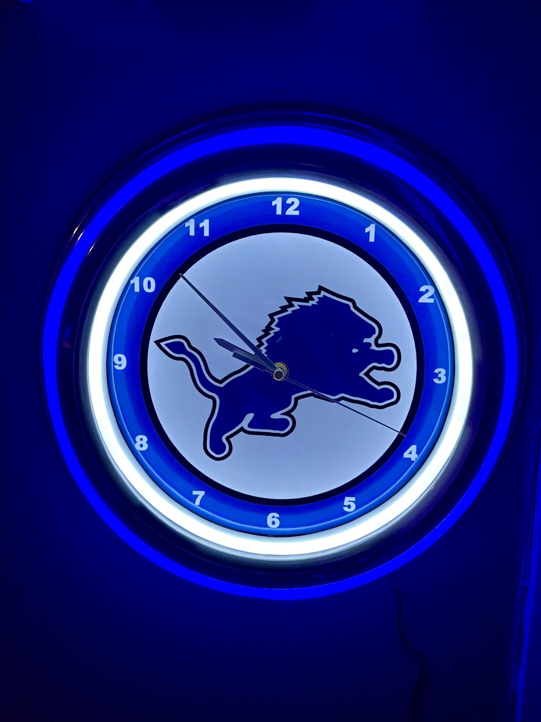 Detroit Lions Football Bar Man Cave Blue Neon Style LED Retro Wall ...