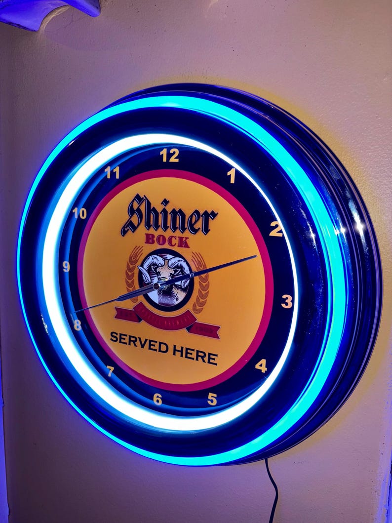 Shiner Bock Texas Beer Bar Man Cave Blue Neon Style LED Retro Wall ...