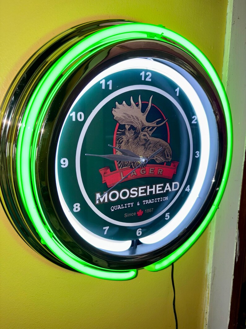 Moosehead Canada Beer Bar Man Cave Green Neon Style LED Retro Wall ...