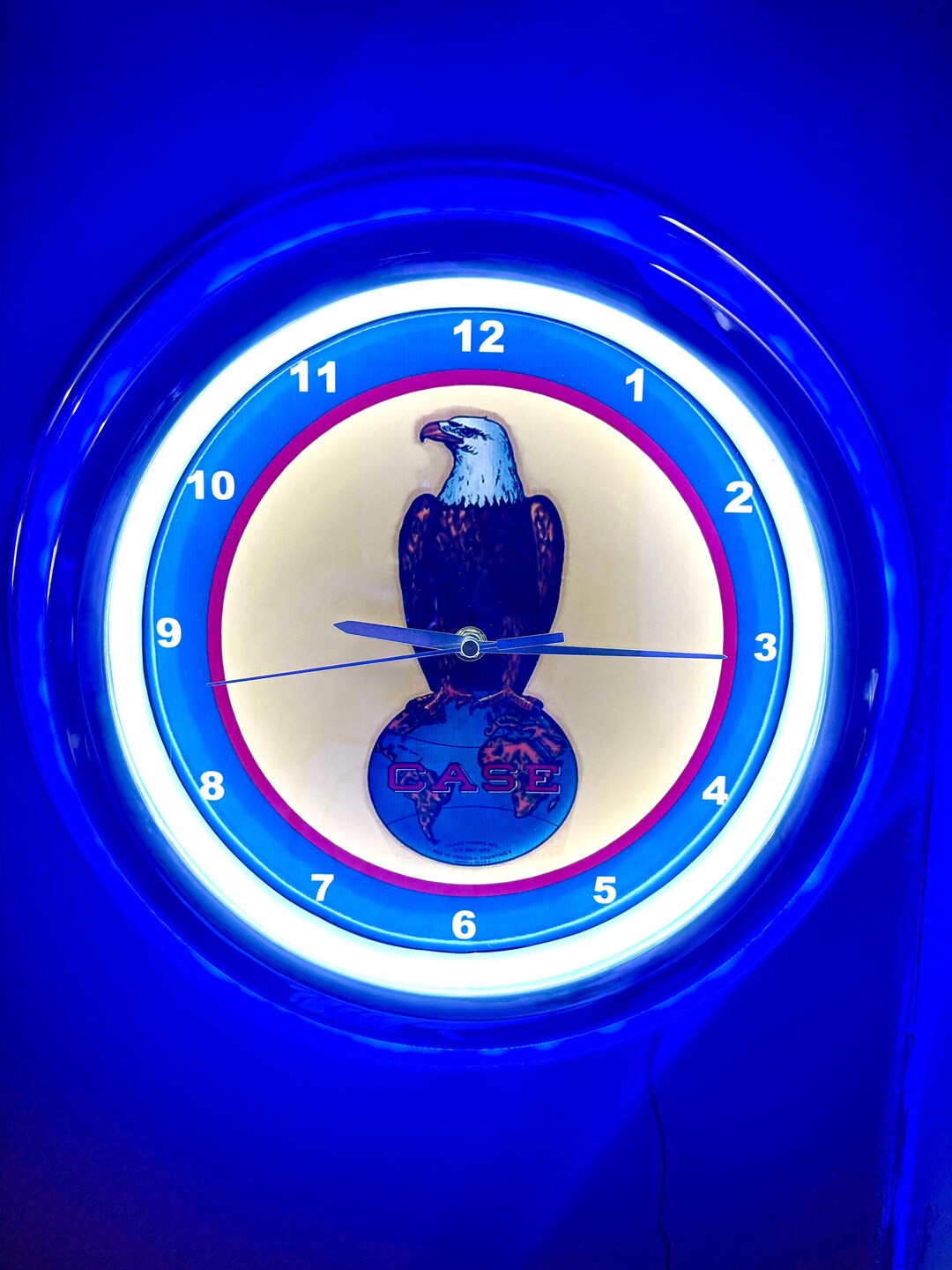 Case Tractors Abe Eagle Farmer Farm Garage Bar Man Cave Blue Neon Style ...