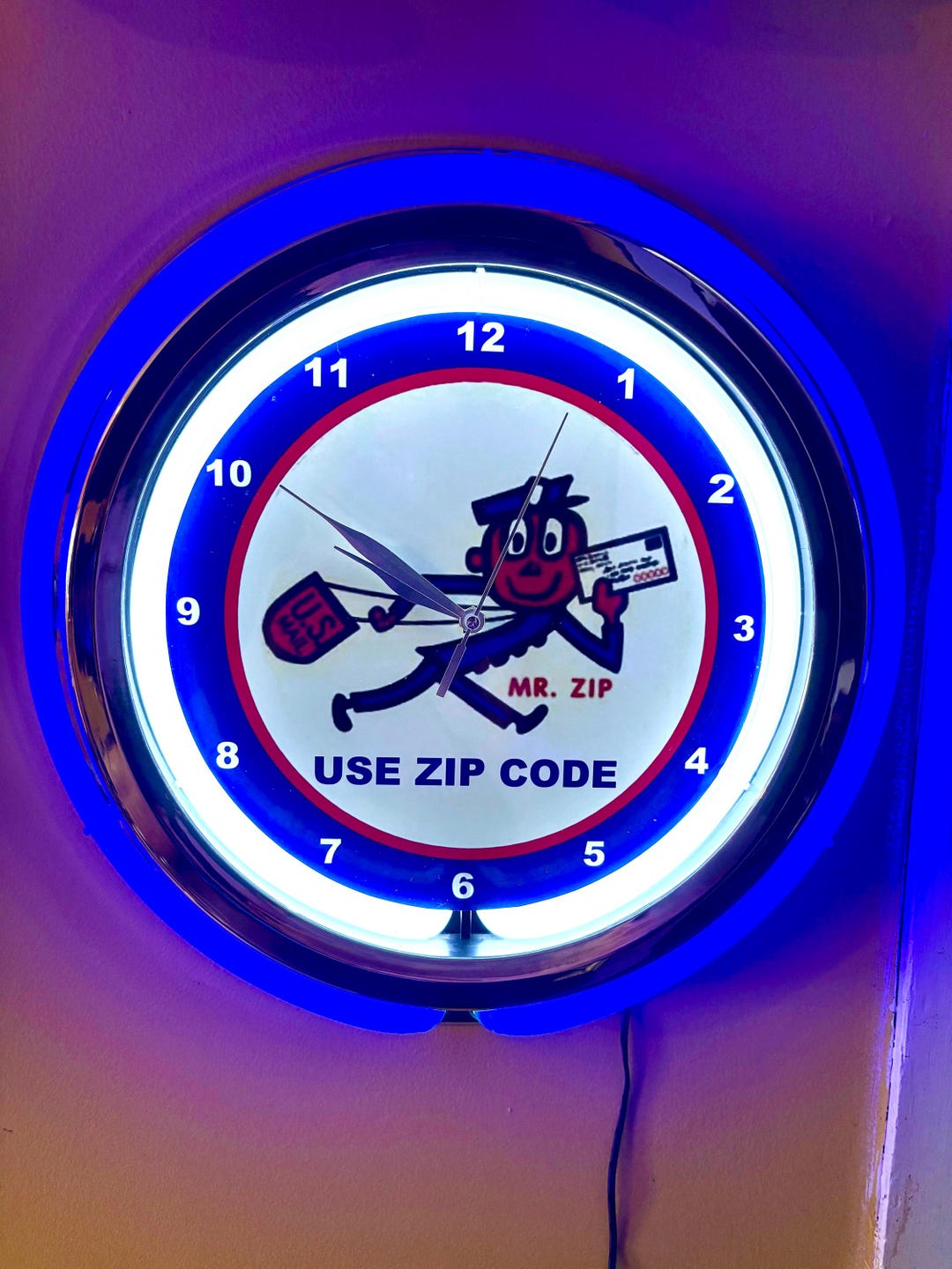 USPS Mr. Zip Post Office Postal Carrier Bar Man Cave Blue Neon Style ...