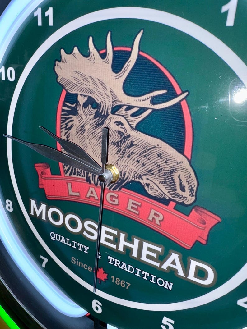 Moosehead Canada Beer Bar Man Cave Green Neon Style LED Retro Wall ...