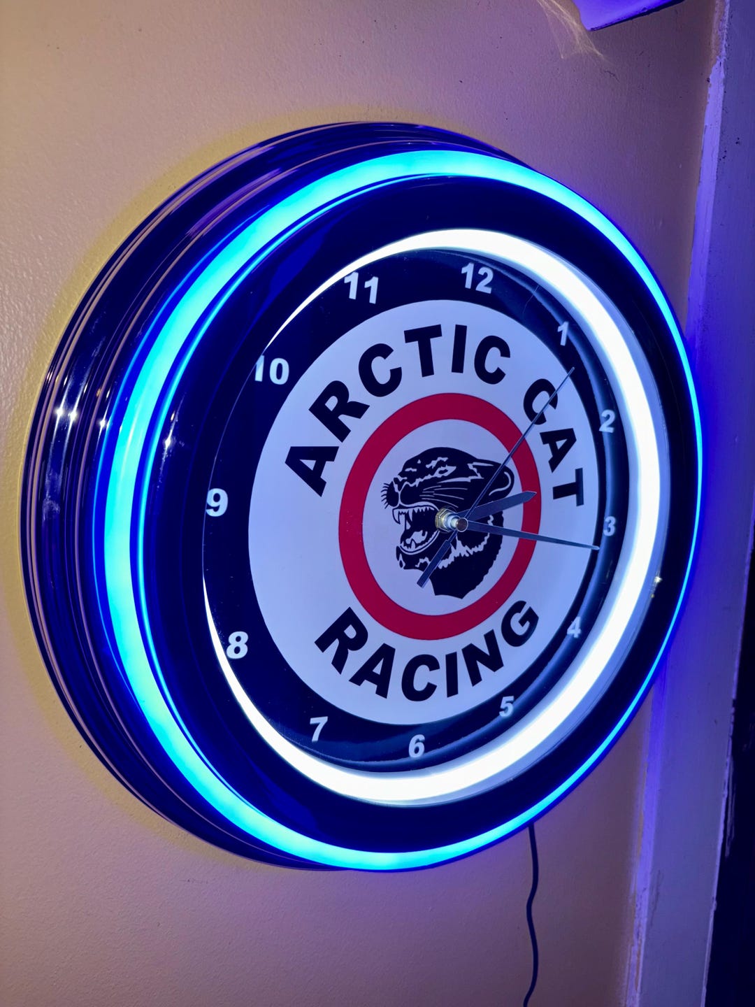 Arctic Cat Snowmobile Garage Bar Man Cave Blue Neon Style LED Retro ...