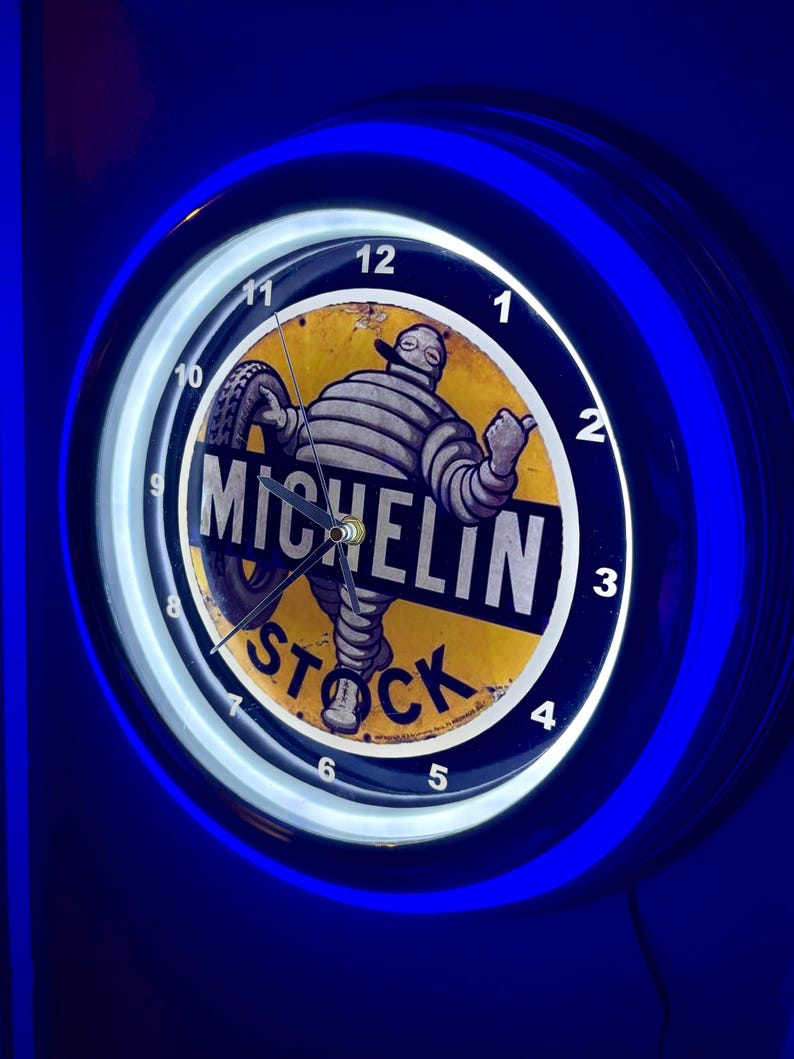 Michelin Man Tires Gas Station Garage Mechanic Bar Man Cave Blue Neon ...