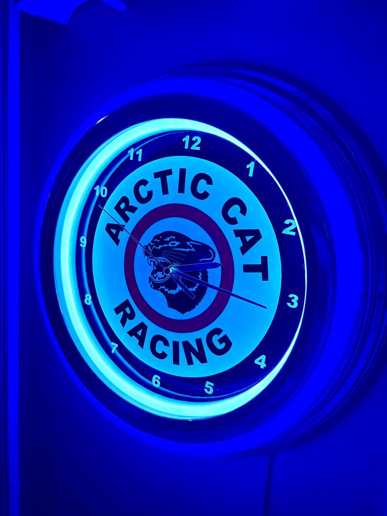 Arctic Cat Snowmobile Garage Bar Man Cave Blue Neon Style LED Retro ...