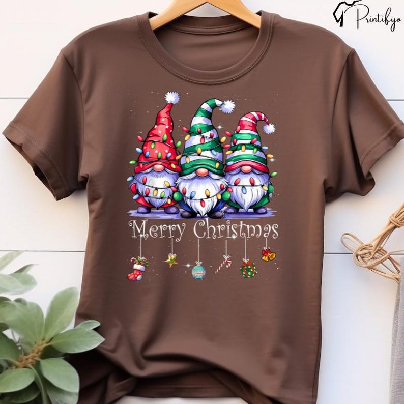 Three Gnomes Matching Family Png, Merry Christmas Gnomes Tree Lights ...
