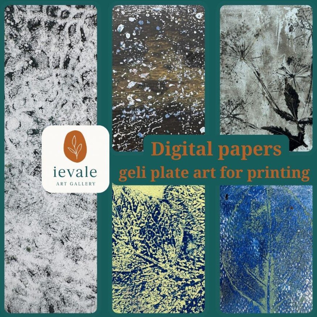 Gelli Plate Print Digital Paper Pack | 5 Handmade Monoprint Textures ...