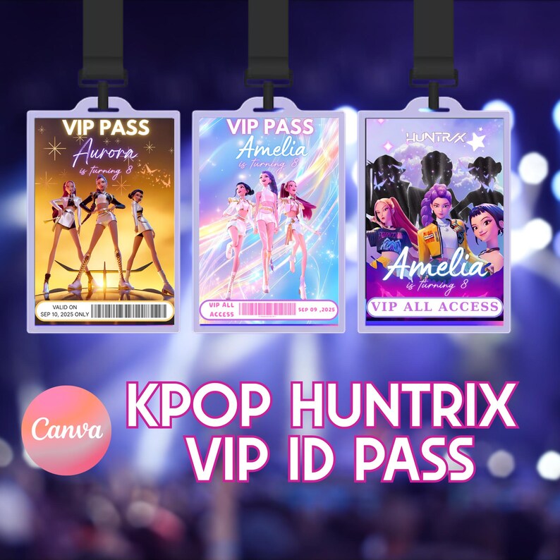 Kpop Demon Hunters Birthday Party VIP Pass Invitation - Printable VIP ...